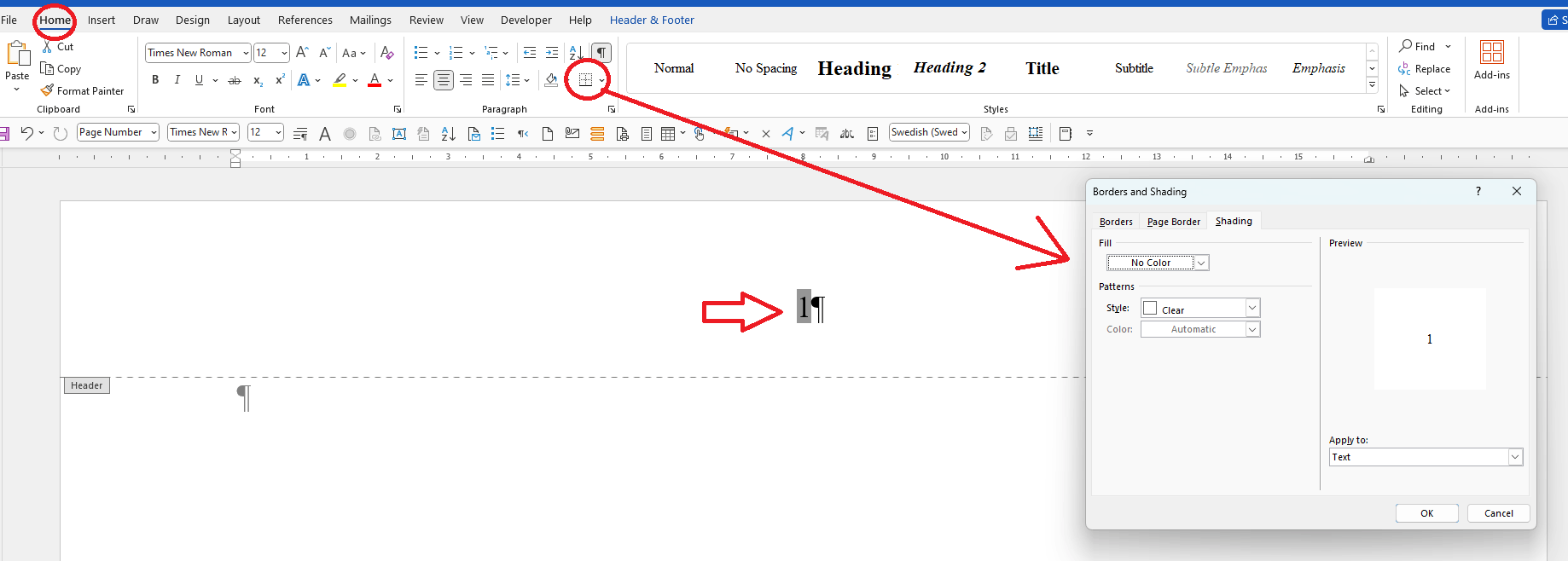 Grey Field Print - Microsoft 365 Word - Footer Page Number Printing ...