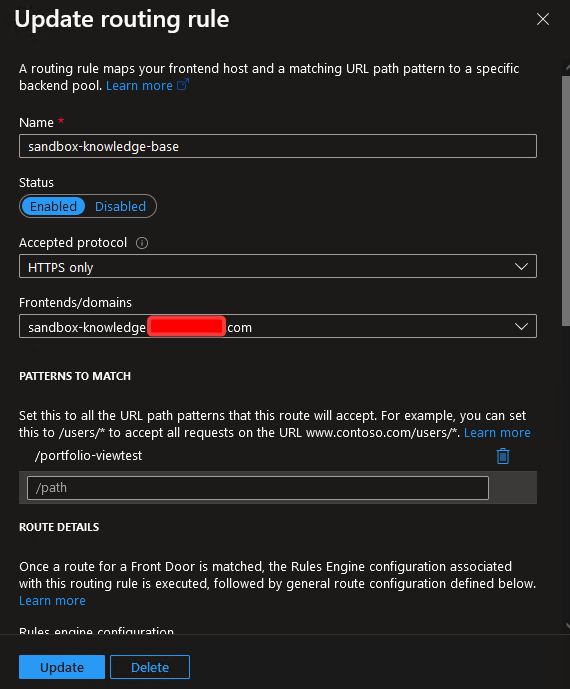 How to setup backend frontdoor redirect to destination link has special ...