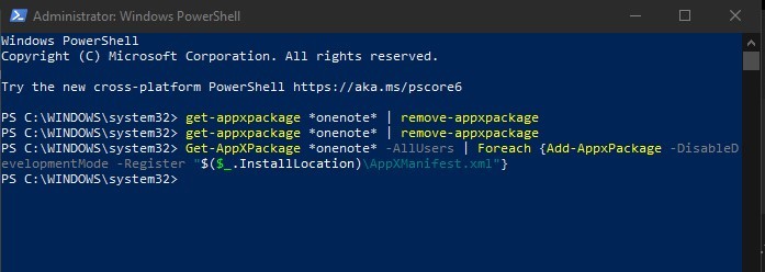 Unable to install, uninstall, and reinstall Onenote App from Ms Store ...