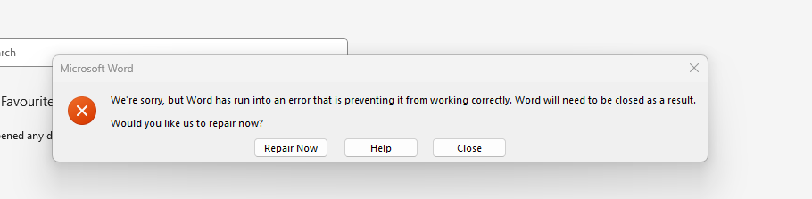 how do i fix this , i can't use word - Microsoft Q&A