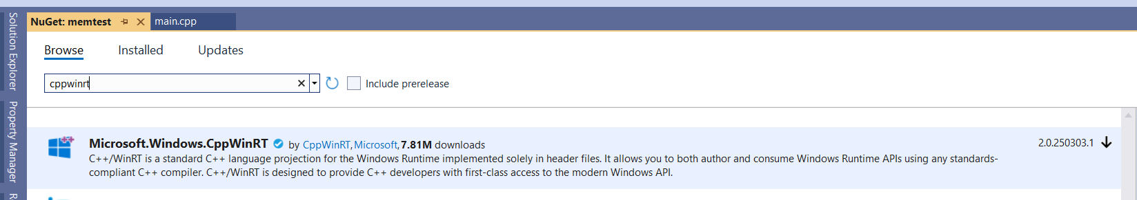 How can i steup visual studio with WinRt and c++ - Microsoft Q&A