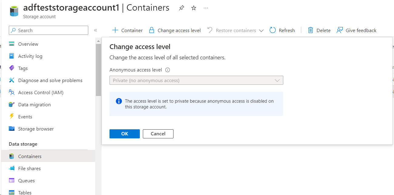 Even after enabling Blob acess still my container acess is blocked,i observed after enabling ...