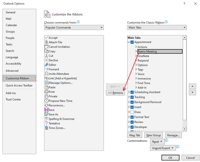 How do I remove a teams meeting like to a meeting that has already been ...