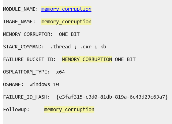 Windows蓝屏 MODULE_NAME: memory_corruption - Microsoft Q&A