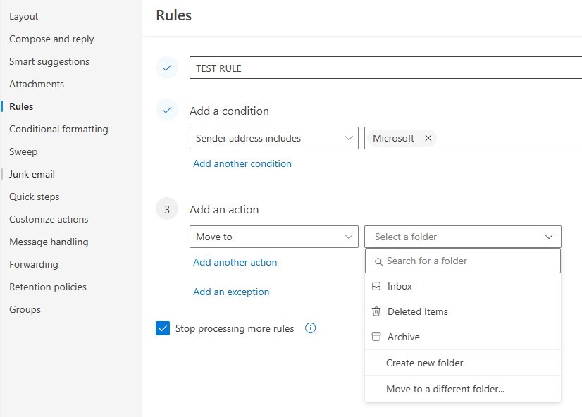New Outlook Rules Issue - Microsoft Q&A
