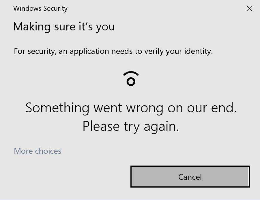 Windows Hello Fingerprint Not Working ("Something went wrong on our end ...