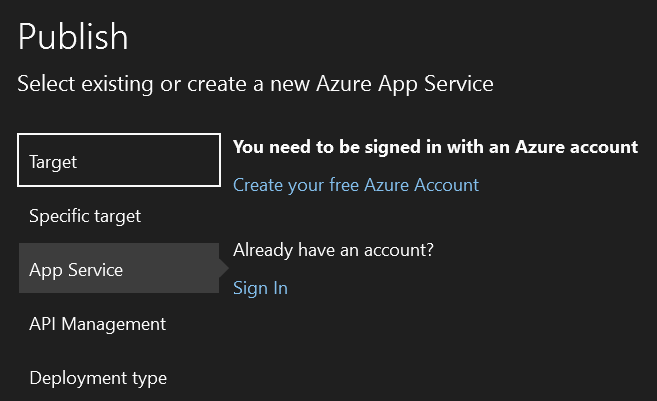 Publish Blazor Server to Azure not connecting to Azure account - Microsoft Q&A