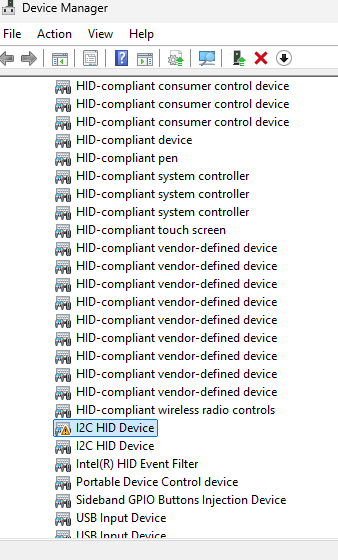 I2C HID Device has duplicated itself and can't install hardware or roll ...