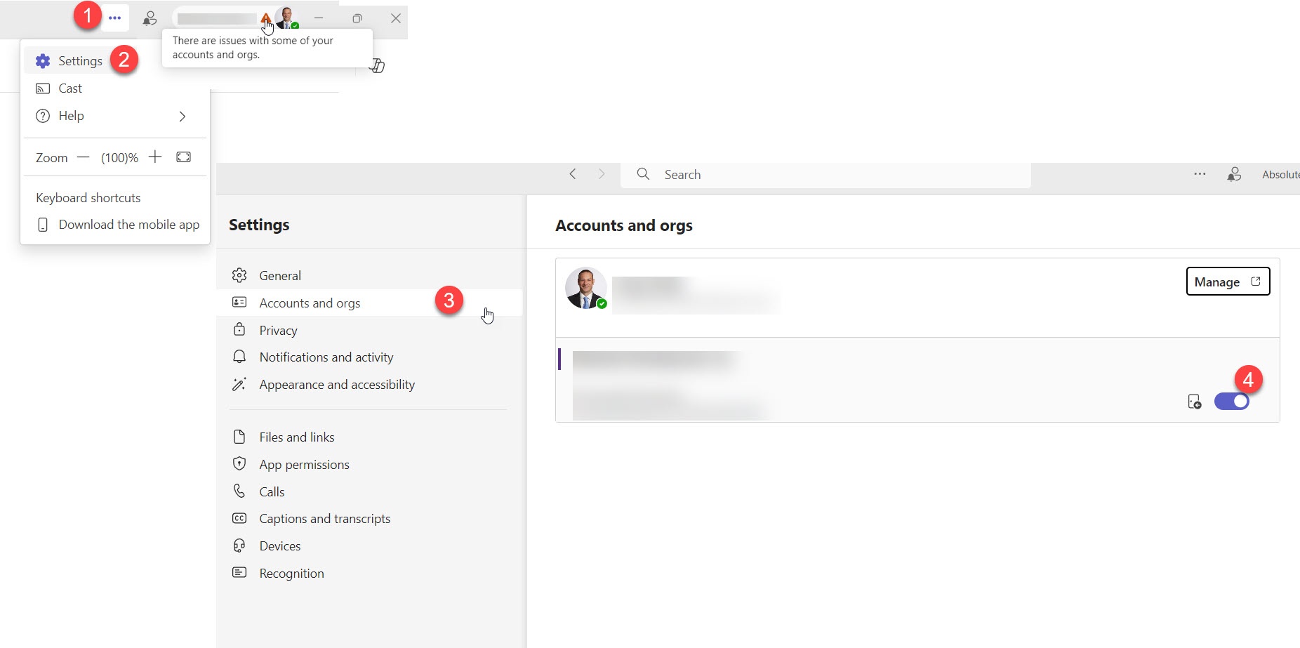 Why my organization display an error message "There are issue with some ...