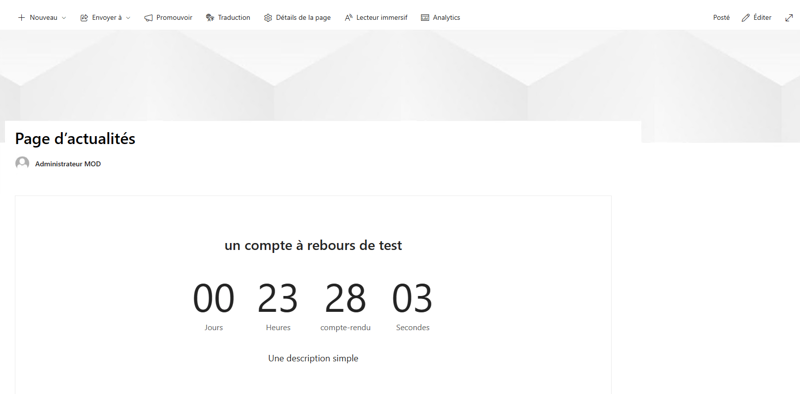 How can I get the Countdown Timer web part to show up in a different ...