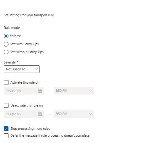 Create a transport rule to block external email for specific users in ...