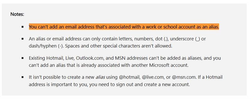 Issues with work account and aliases - Microsoft Q&A