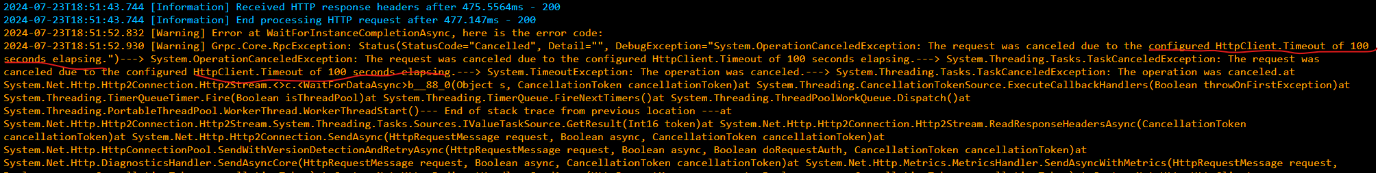 How to fix 100 seconds Grpc HTTP client timeout for Durable Task Client ... How to fix 100 seconds Grpc HTTP client timeout for Durable Task Client ...