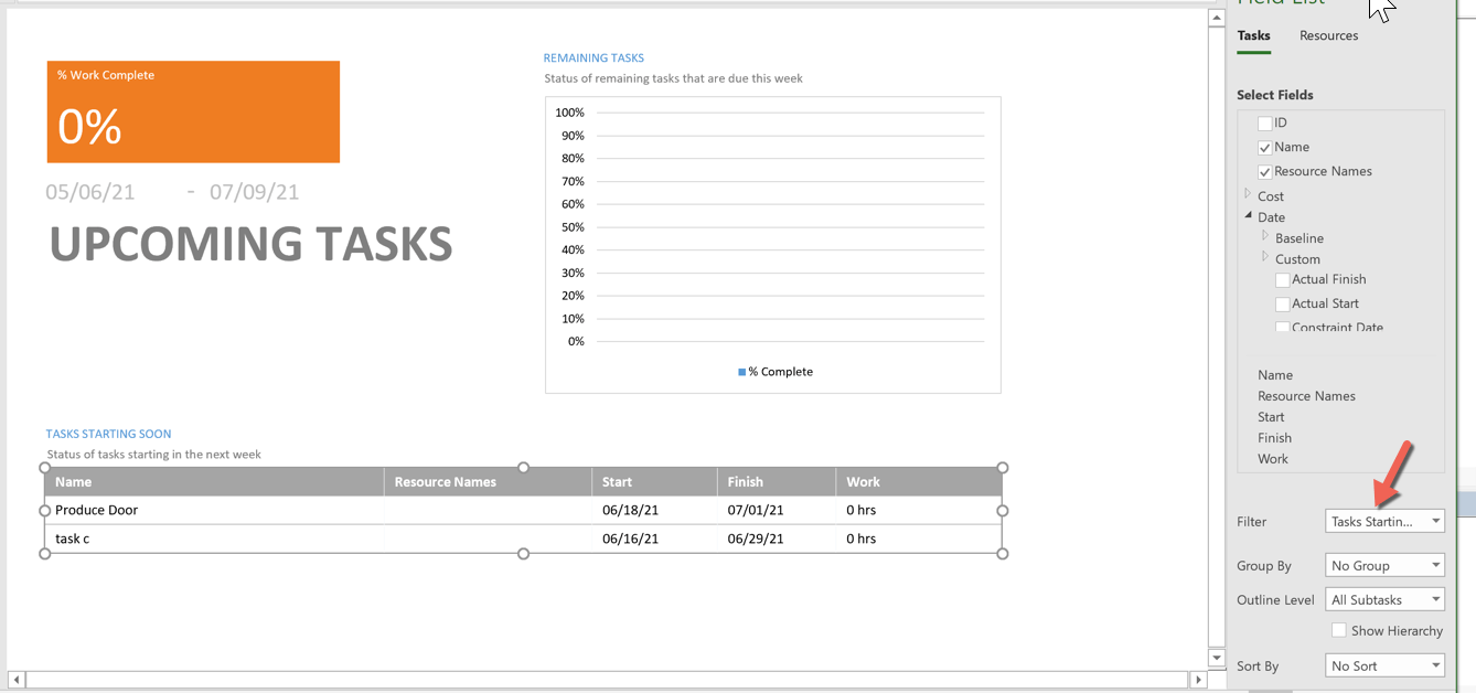 Microsoft Project Upcoming tasks Report - Microsoft Q&A