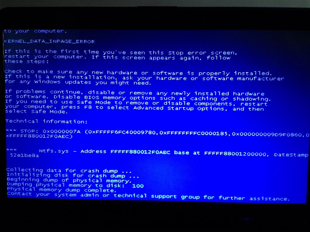 Blue Screen Error on Windows 7 ( 0x0000007A ) - Microsoft Q&A
