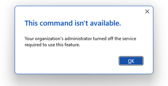 MS Win 11 Word 365 Dictate "This command is not available. Your ...