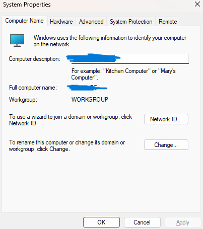 I cant change my network ID windows 11 - Microsoft Q&A