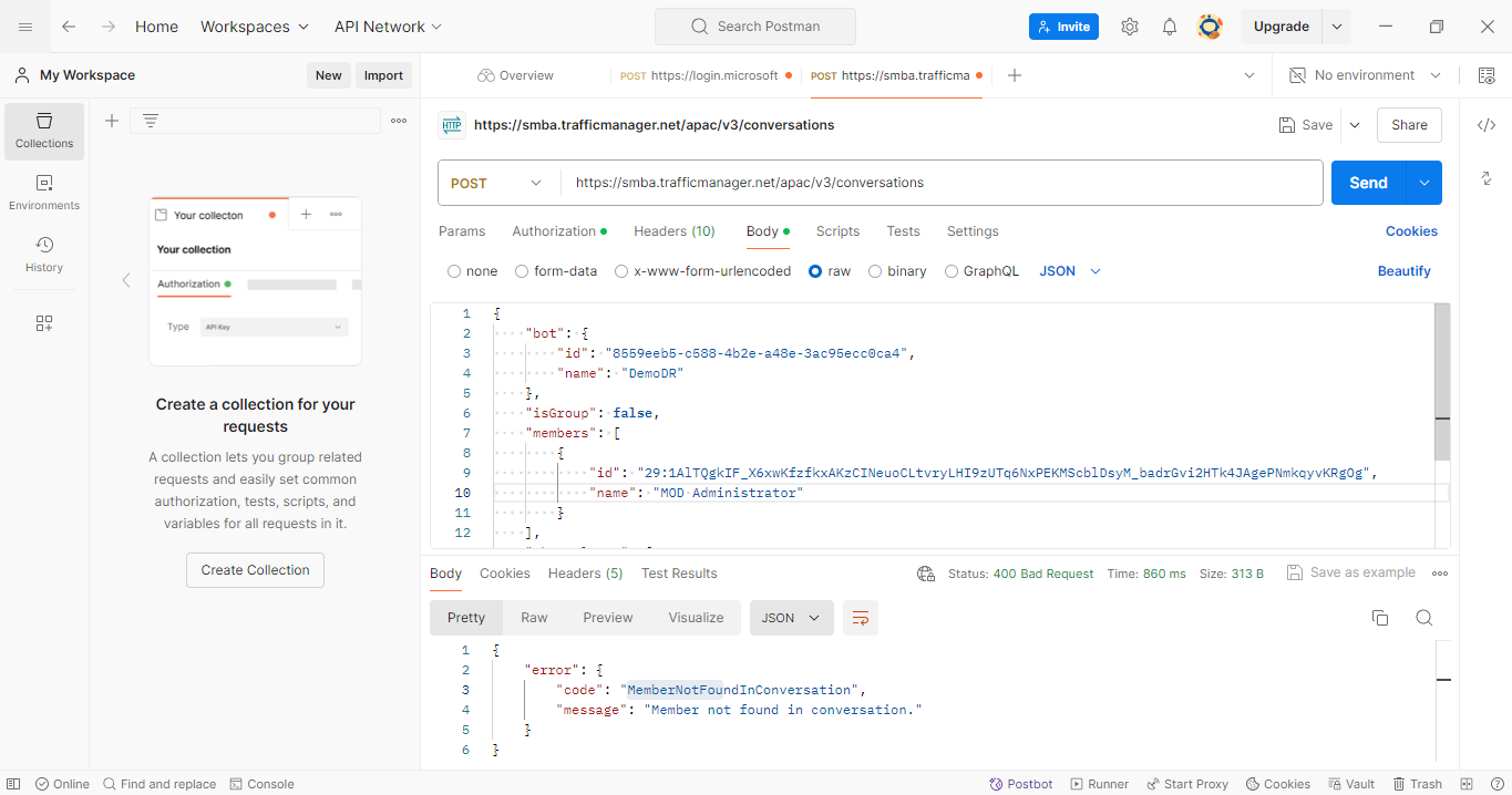 Posting to sideloaded Bot conversation is failing with "Authorization ...
