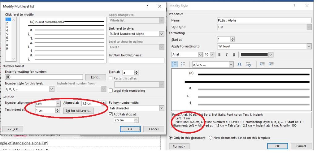 Hanging indent changes to first line indent when I select Restart at 1 ...