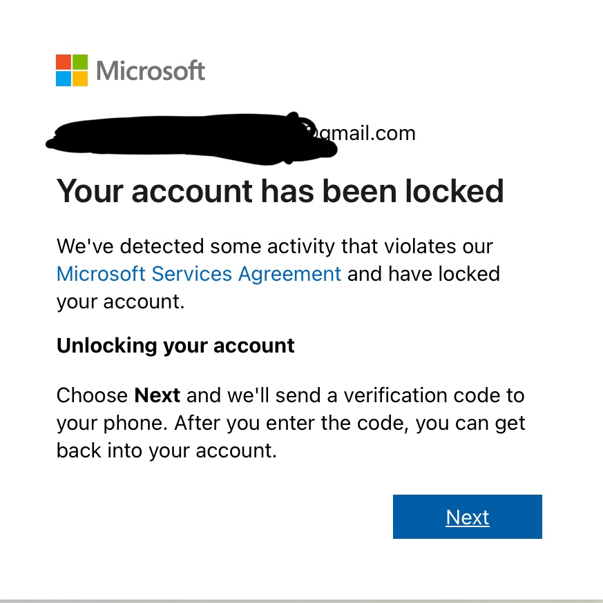 Microsoft account is still locked after successfully completing the ...