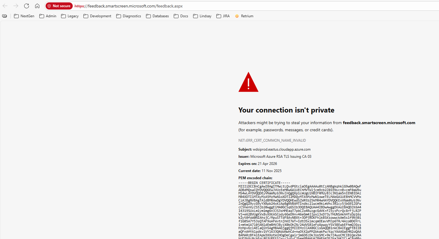 SmartScreen "report as safe" uses invalid certificate - Microsoft Q&A