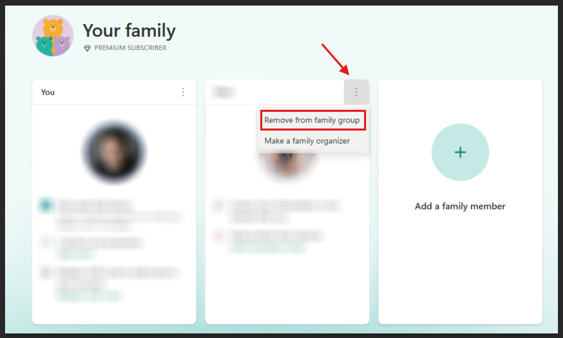 Please remove my adult daughter from my family group - Microsoft Q&A