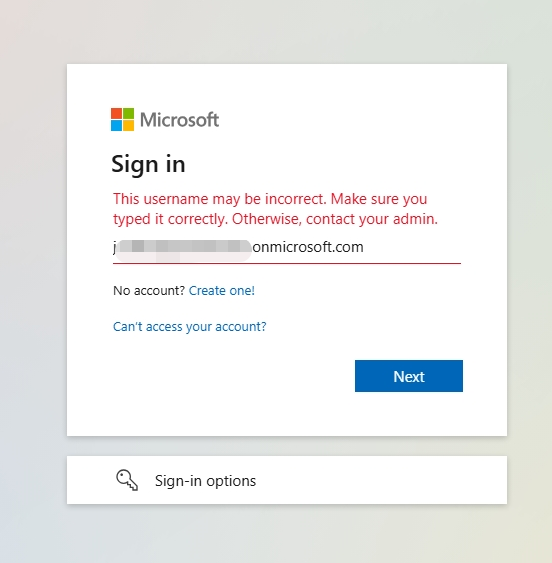 This username may be incorrect. Make sure you typed it correctly ...