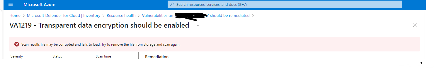corrupted azure vulnerabilities scan files - Microsoft Q&A