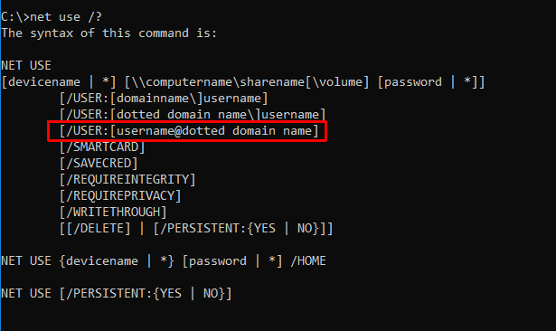Net Use Help Syntax Message Has A Little Mistake Microsoft Qanda