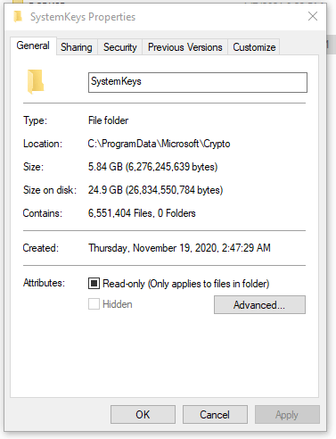C:\ProgramData\Microsoft\Crypto\SystemKeys Folder - Microsoft Q&A