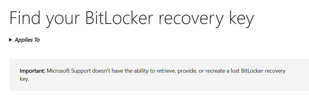 A bitlocker recovery - Microsoft Q&A