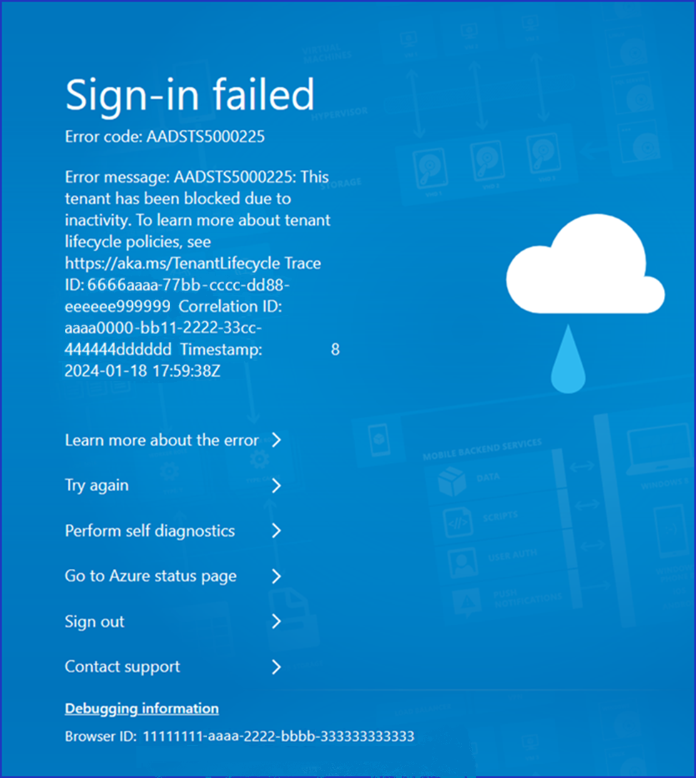 Error AADSTS5000225 when signing into Azure - Microsoft Q&A