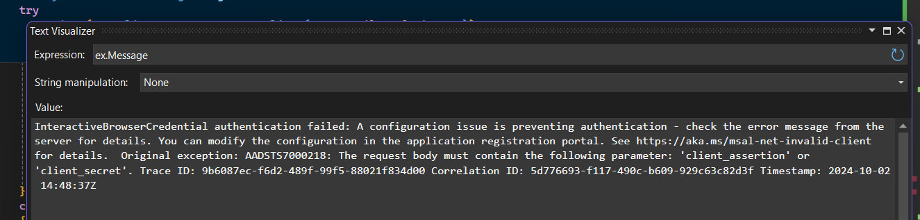 How to fix the issue, i'm getting this error- A configuration issue is preventing authentication ...
