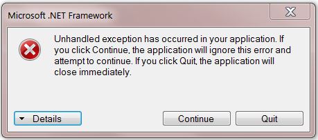 microsoft .net framework unhandled exception - Microsoft Q&A