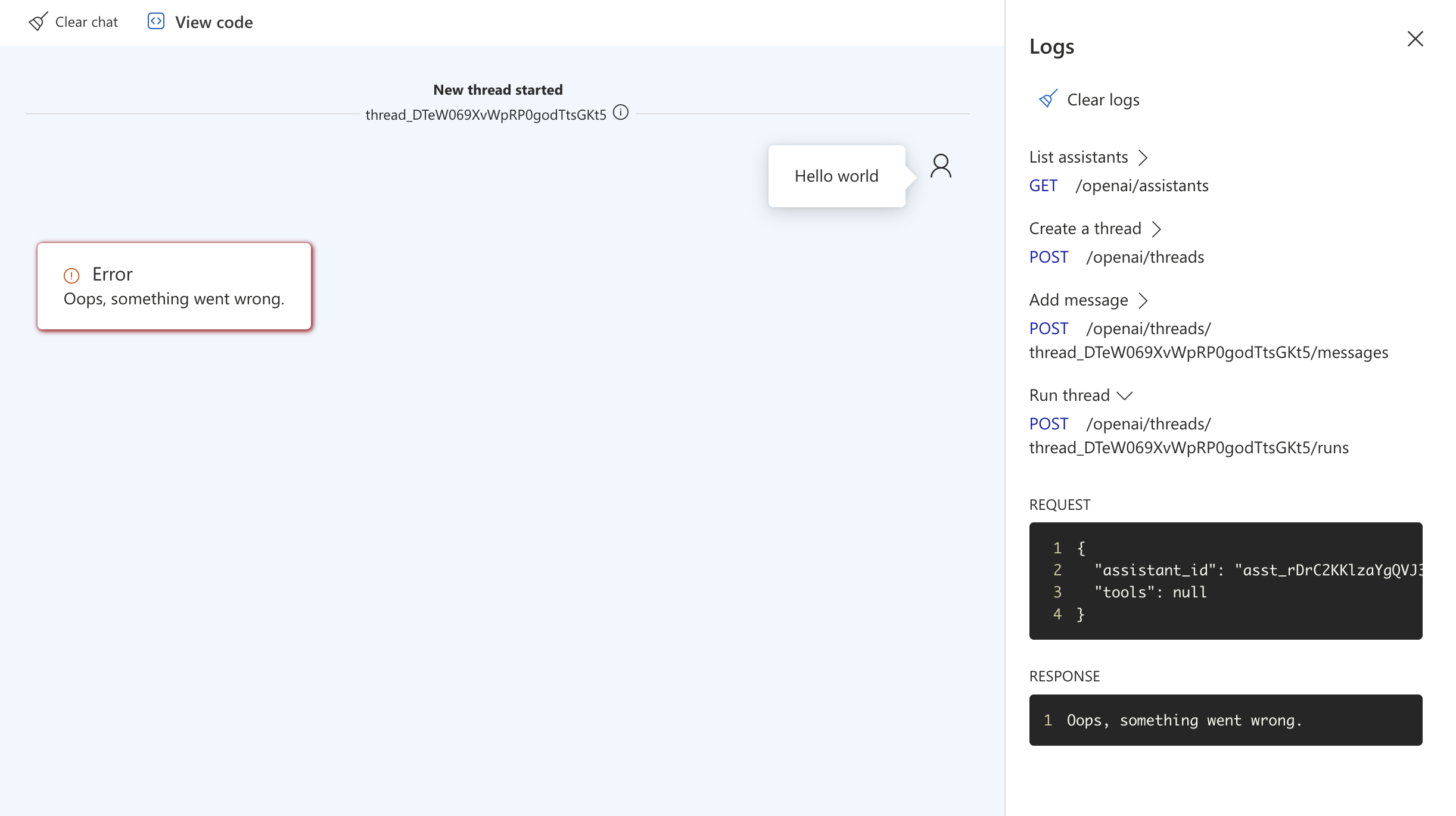 Uk South Assistants Api Giving Errors Microsoft Qanda
