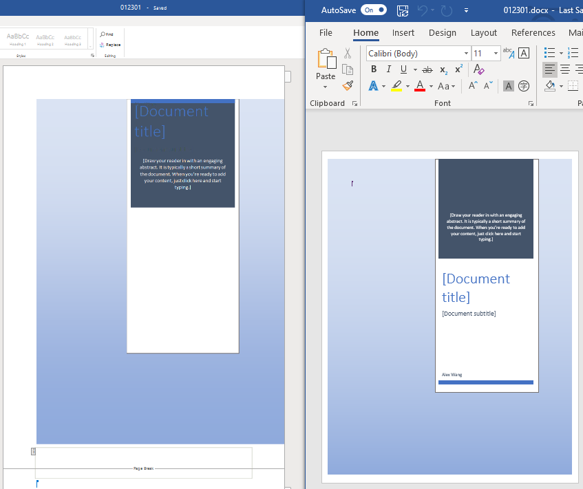 Word vs Word Online --- Cover page - Microsoft Q&A