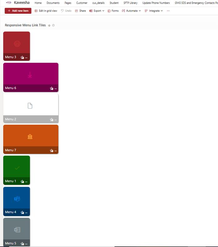 Use view formatting to customize SharePoint Lists to make Responsive Menu Link Tiles - Microsoft Q&A