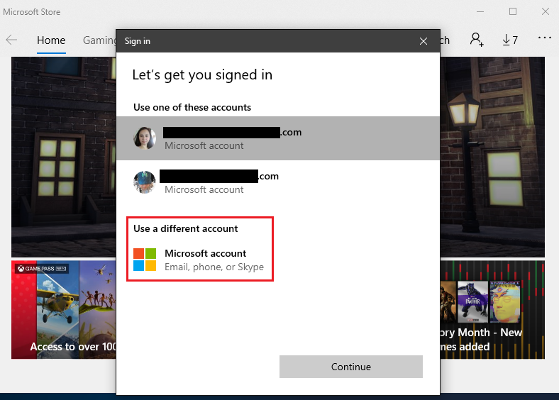 How to add a second personal account to the microsoft store ...