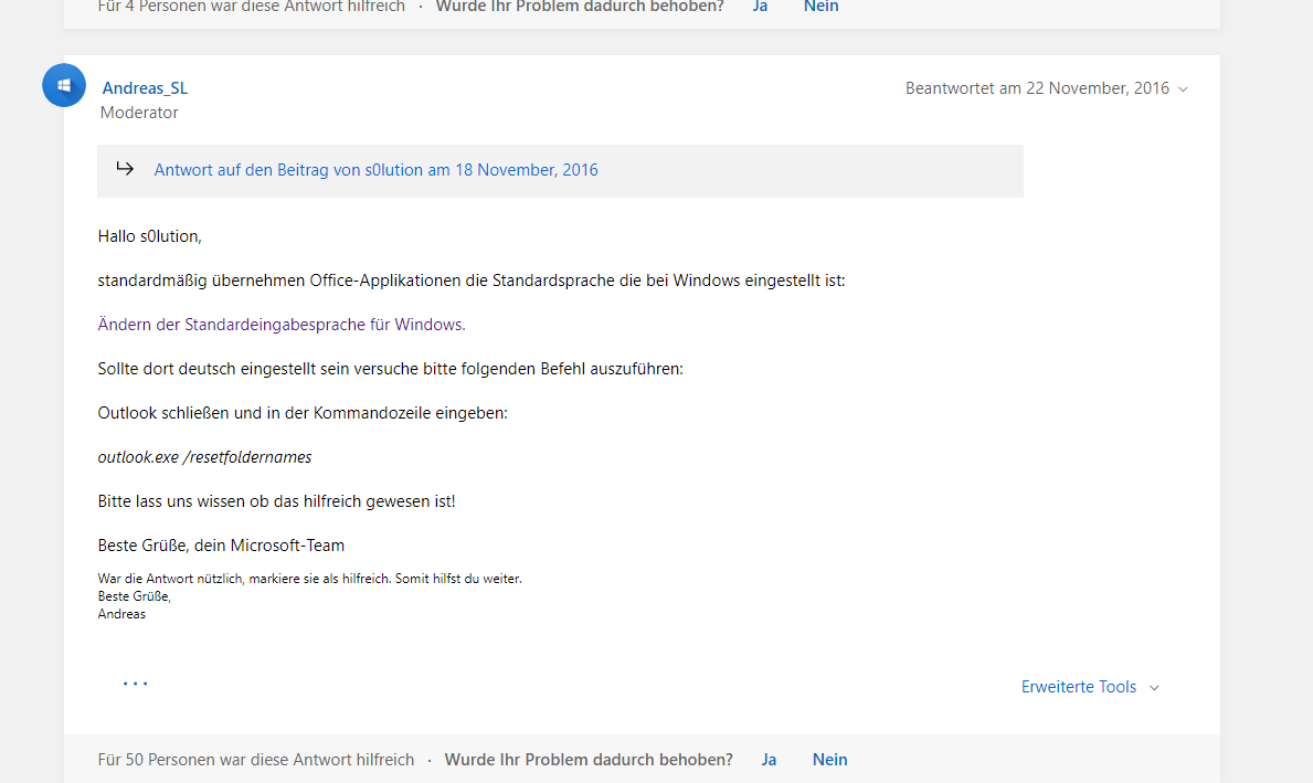 Outlook Ordner auf Englisch - Microsoft Q&A
