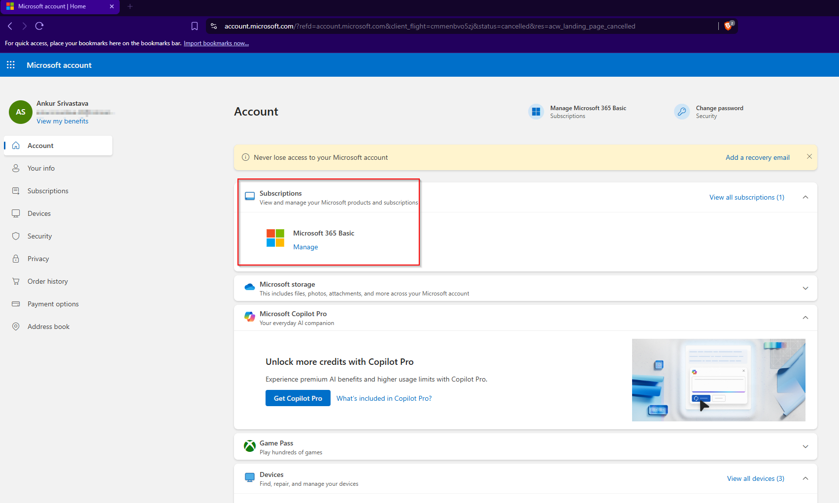 I am being charged for a subscription but I cannot see what account the ...