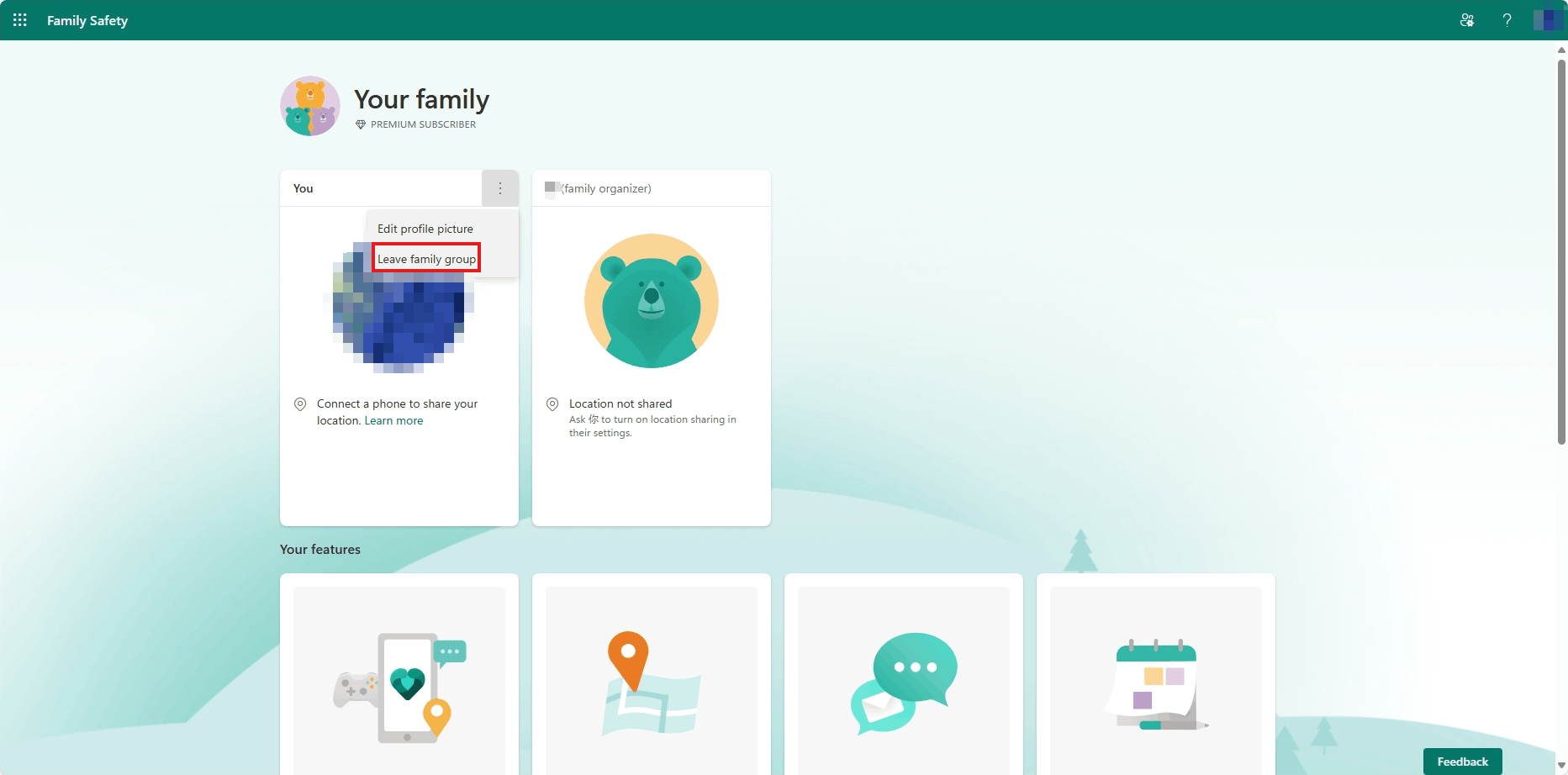 i can't leave family safety, no option to leave - Microsoft Q&A