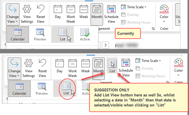 Outlook-Calendar-View : how to change from list view to Calendar view ...