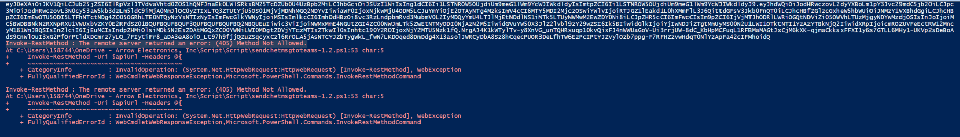Invoke-RestMethod : The remote server returned an error: (405) Method ... Invoke-RestMethod : The remote server returned an error: (405) Method ...