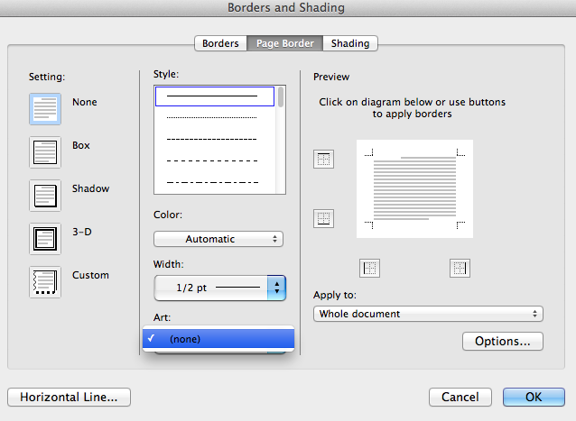Page Border artwork is not available. - Microsoft Q&A