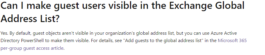 How can we display guest users in GAL with their email address instead ...