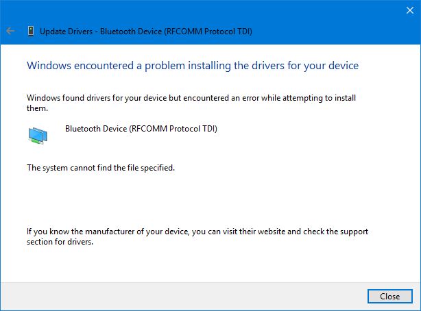 Bluetooth Device (RFCOMM Protocol TDI) Driver Issues - Microsoft Q&A