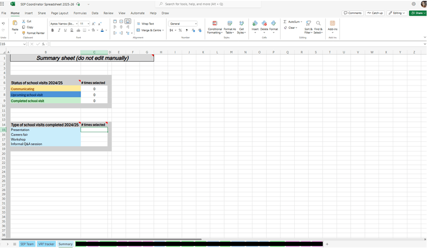 How to display the total number of times a drop-down box option is selected on one spreadsheet ...