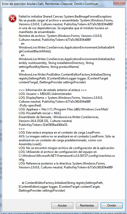 Help: FAILED TO INITIALIZE SHARED CANVAS: System.BadImageFormatException - Microsoft Q&A