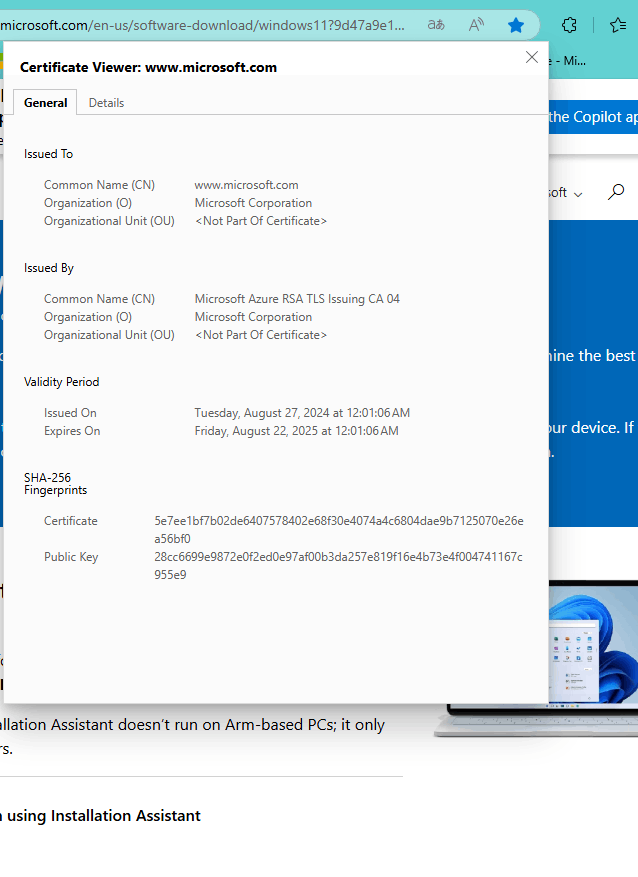 UPDATE Outdated certificate when I download windows 11 media creation ...