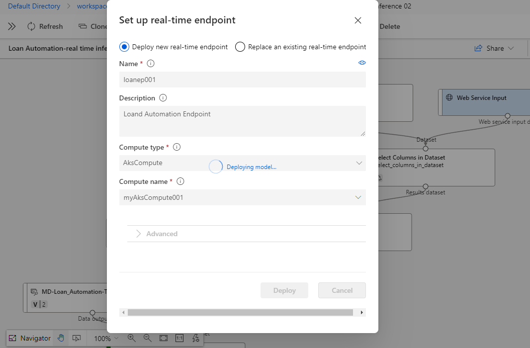 Issues for implementing a real-time inference pipeline! The DEPLOY button does nothing ...